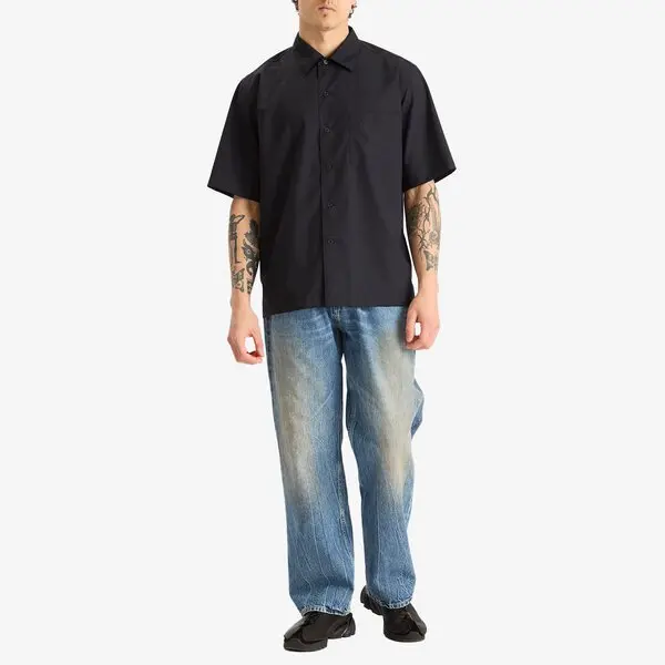 Auralee Super Fine Tropical Wool Half Sleeved Shirt - Top Dark